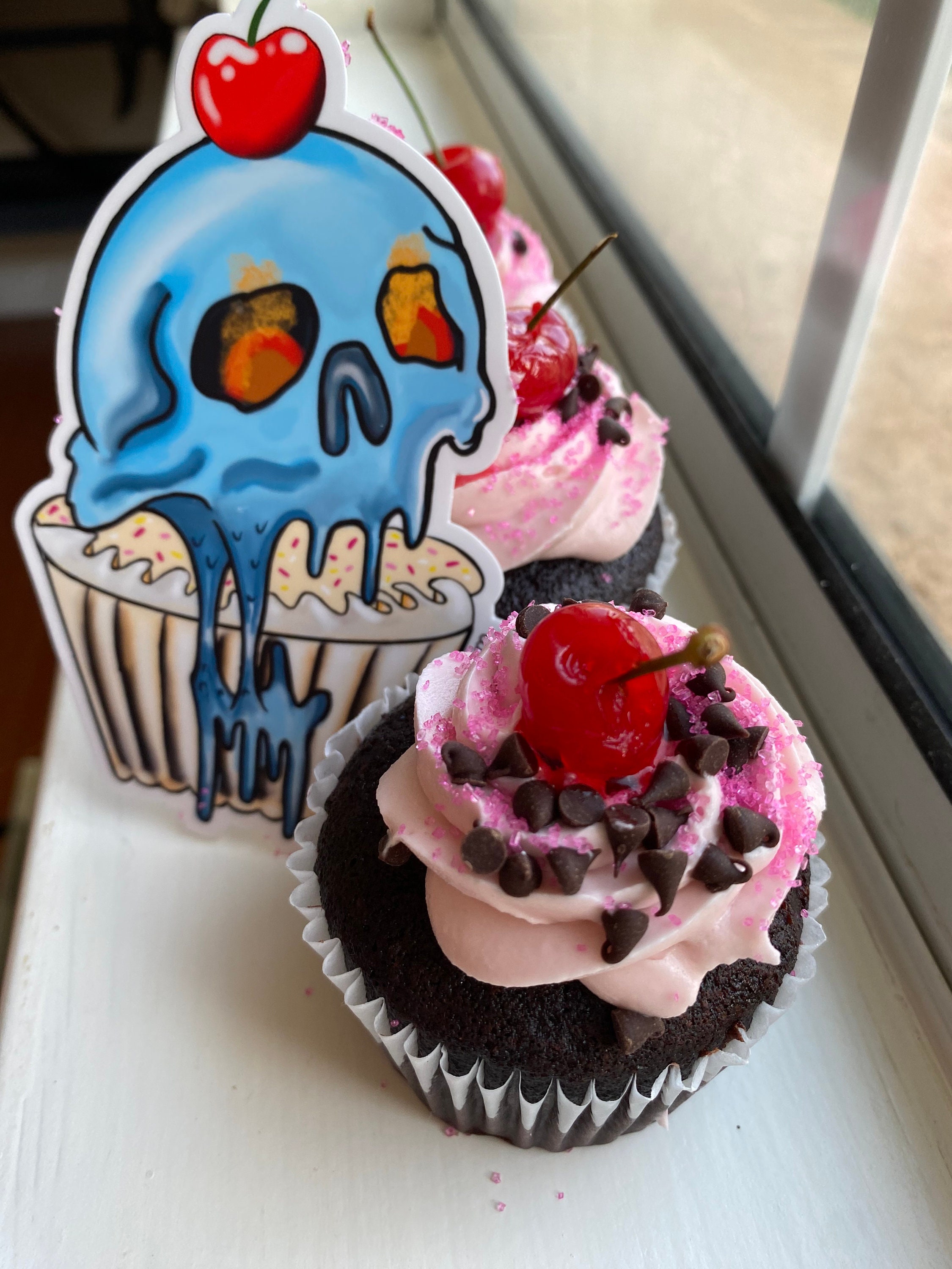 Skull Cupcake Vinyl Sticker - Etsy