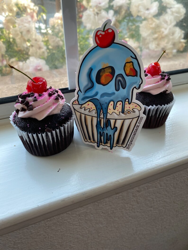 Skull Cupcake Vinyl Sticker - Etsy