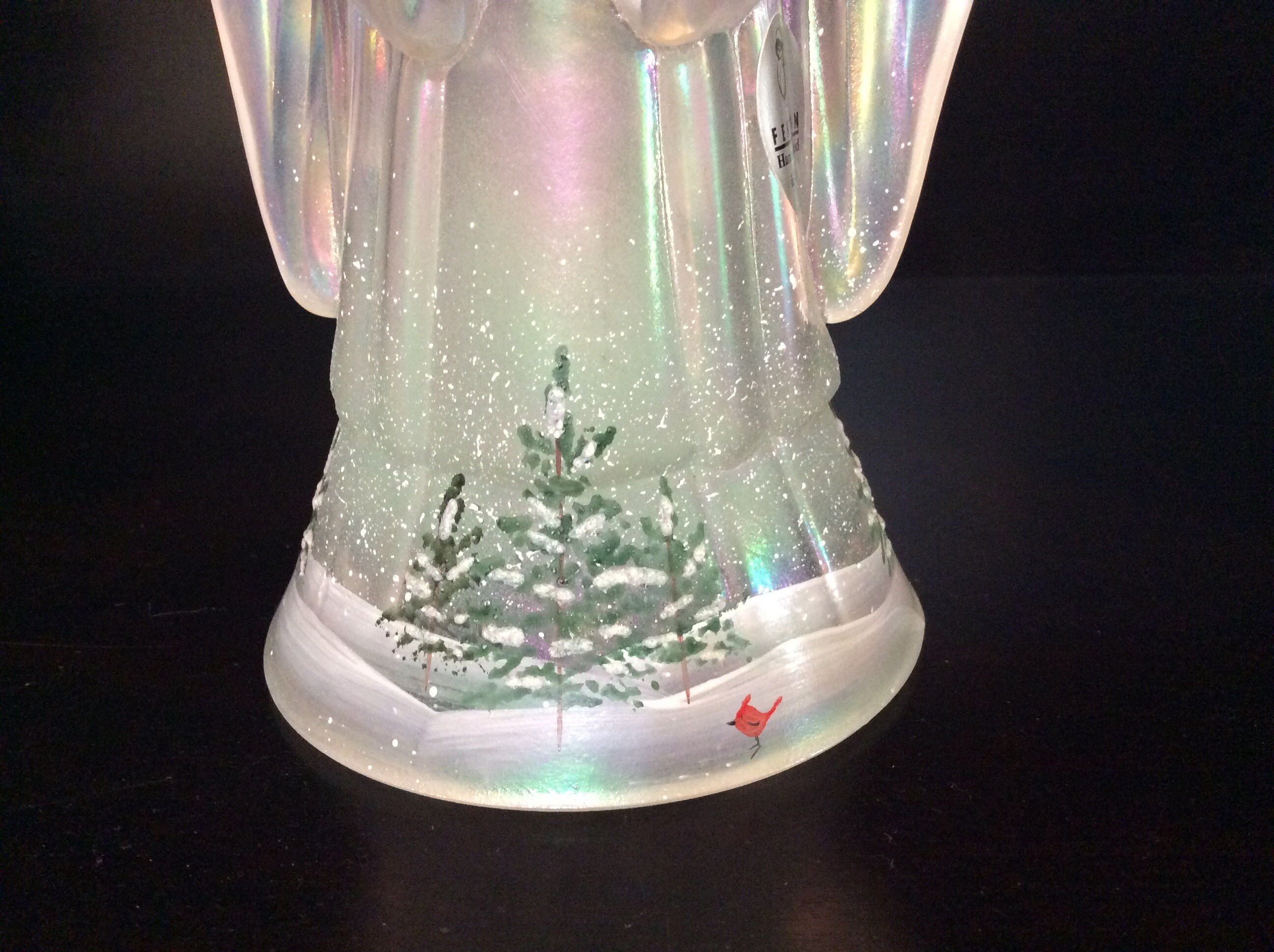 Fenton Angel Bell With Label,vintage Fenton,clear Iridescent,fenton Art ...