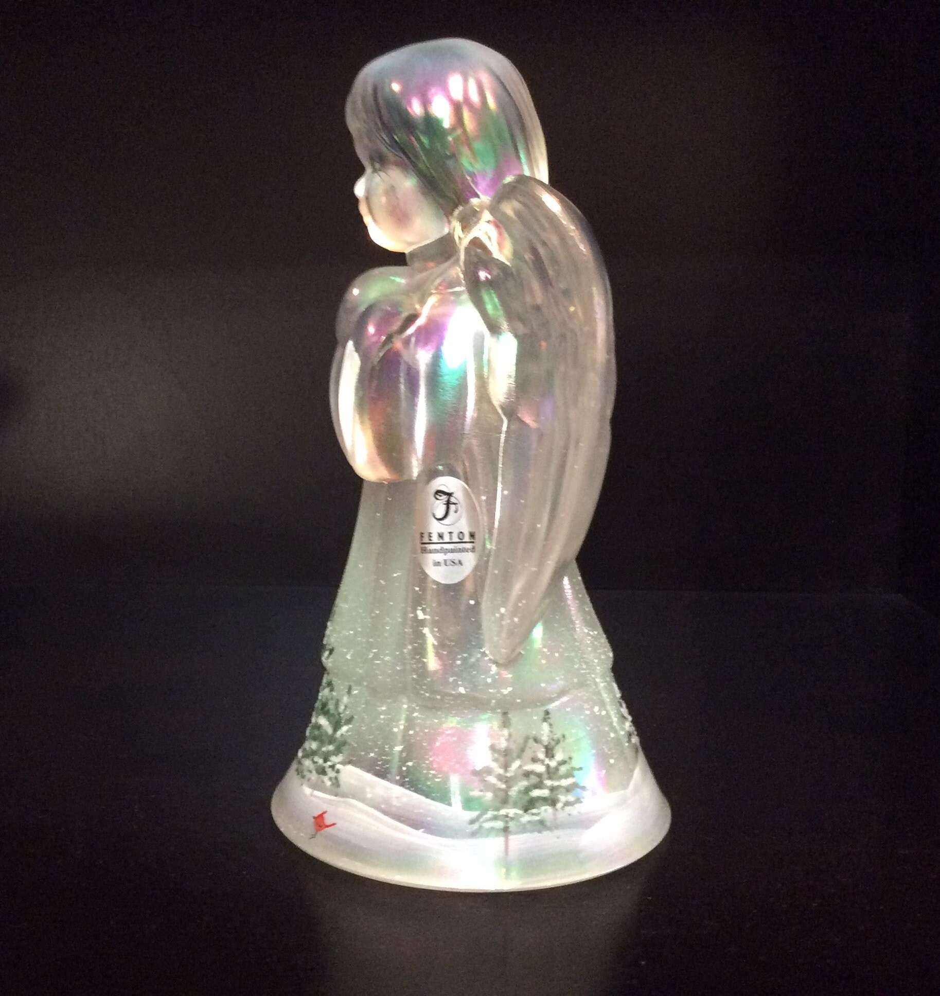 Fenton Angel Bell With Label,vintage Fenton,clear Iridescent,fenton Art ...