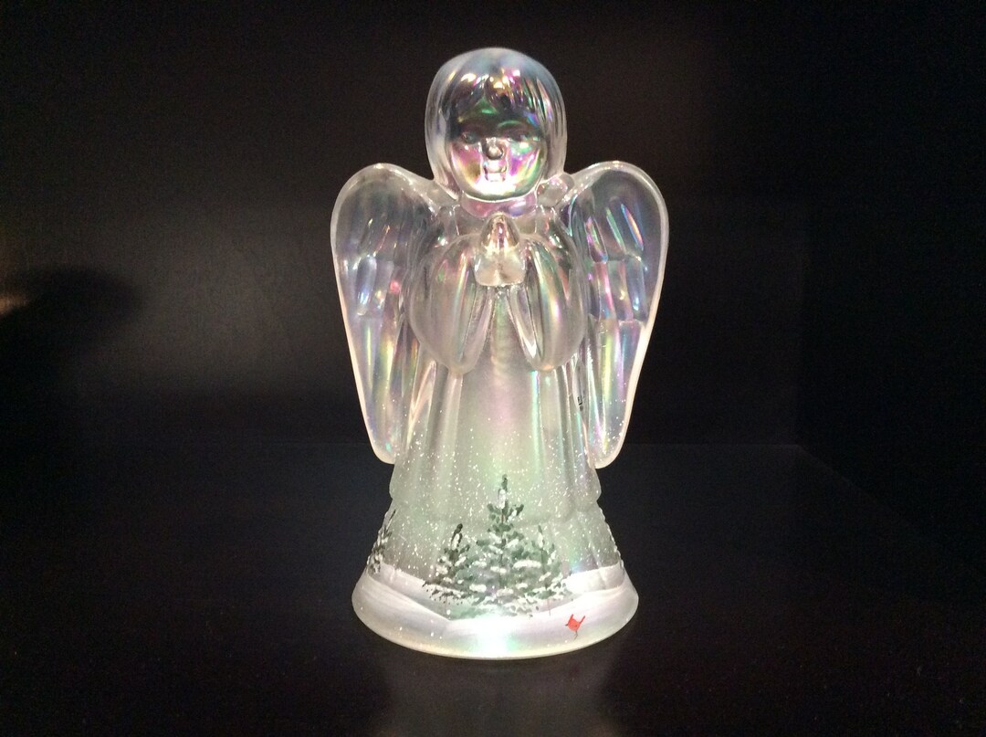 Fenton Angel Bell With Label,vintage Fenton,clear Iridescent,fenton Art ...