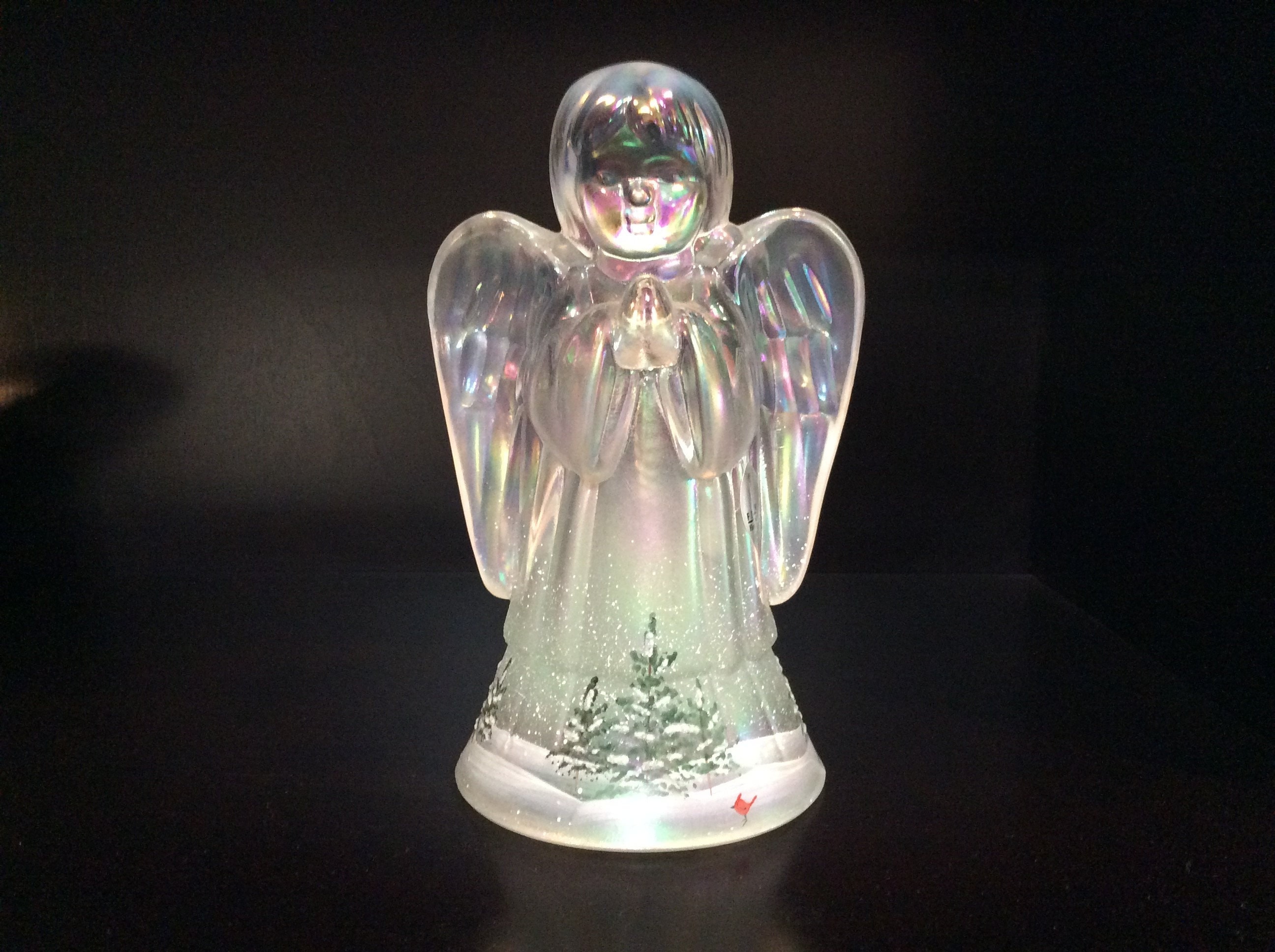 Fenton Angel Bell With Label,vintage Fenton,clear Iridescent,fenton Art ...