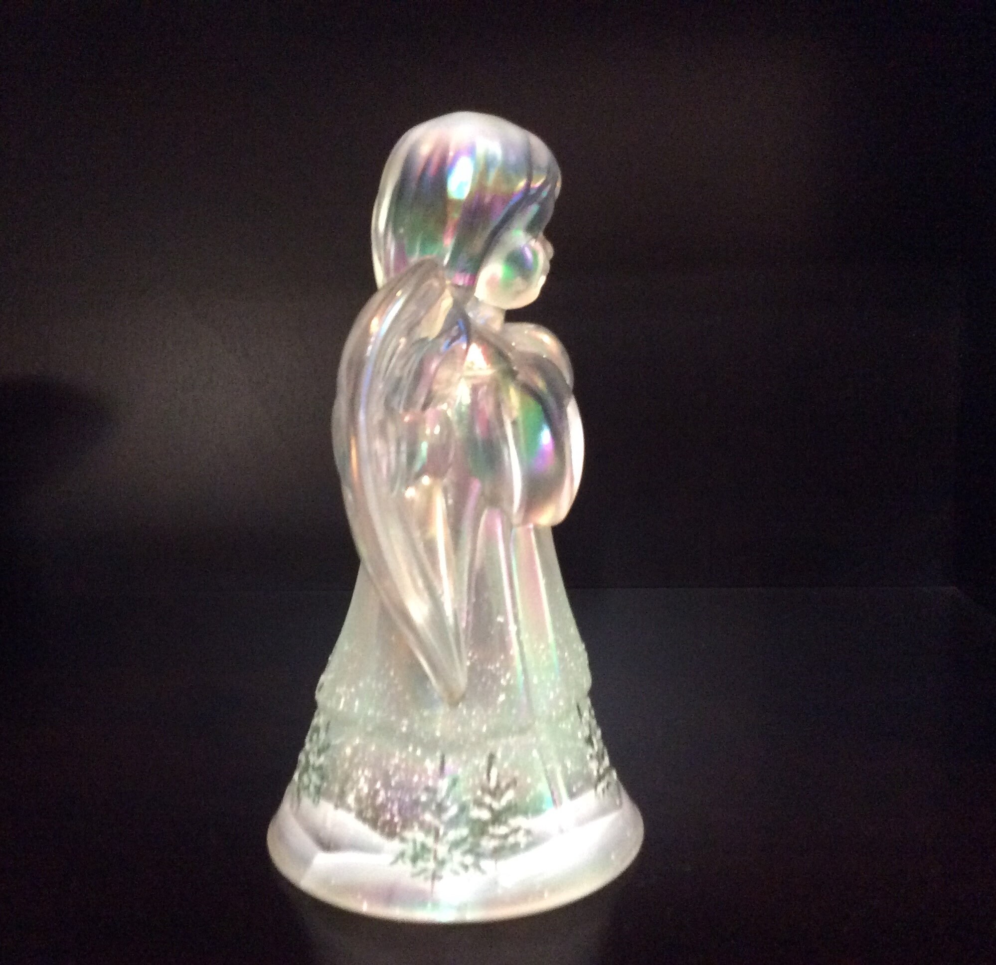 Fenton Angel Bell With Label,vintage Fenton,clear Iridescent,fenton Art ...