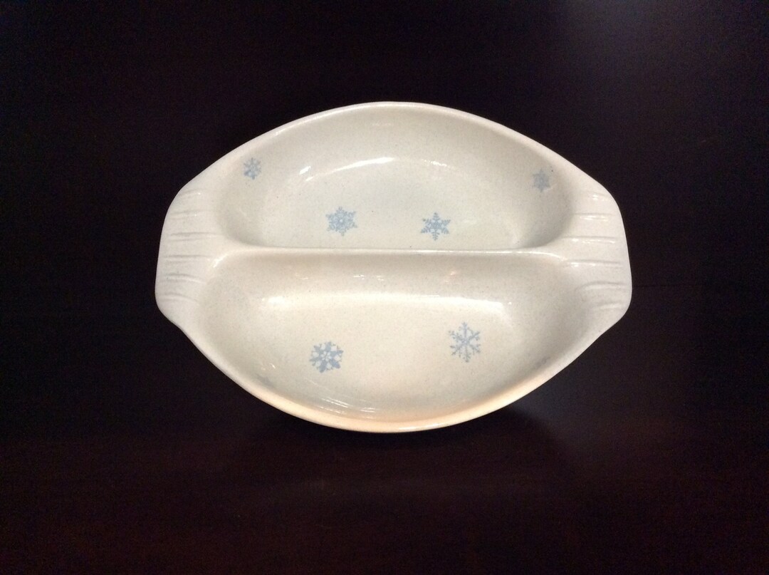 Vintage USA Pottery Snowflake Divided Serving Dish,speckled Background ...