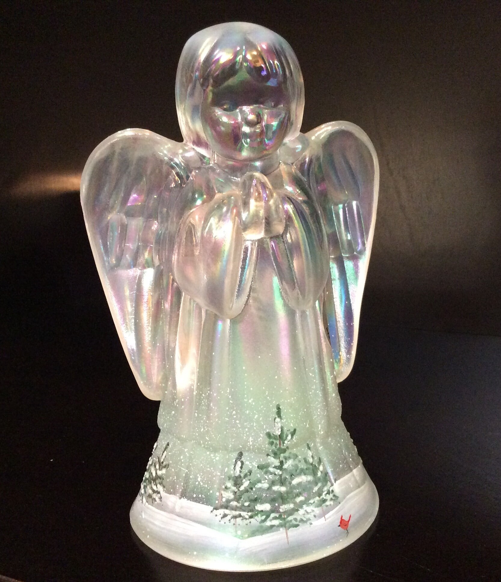 Fenton Angel Bell With Label,vintage Fenton,clear Iridescent,fenton Art ...