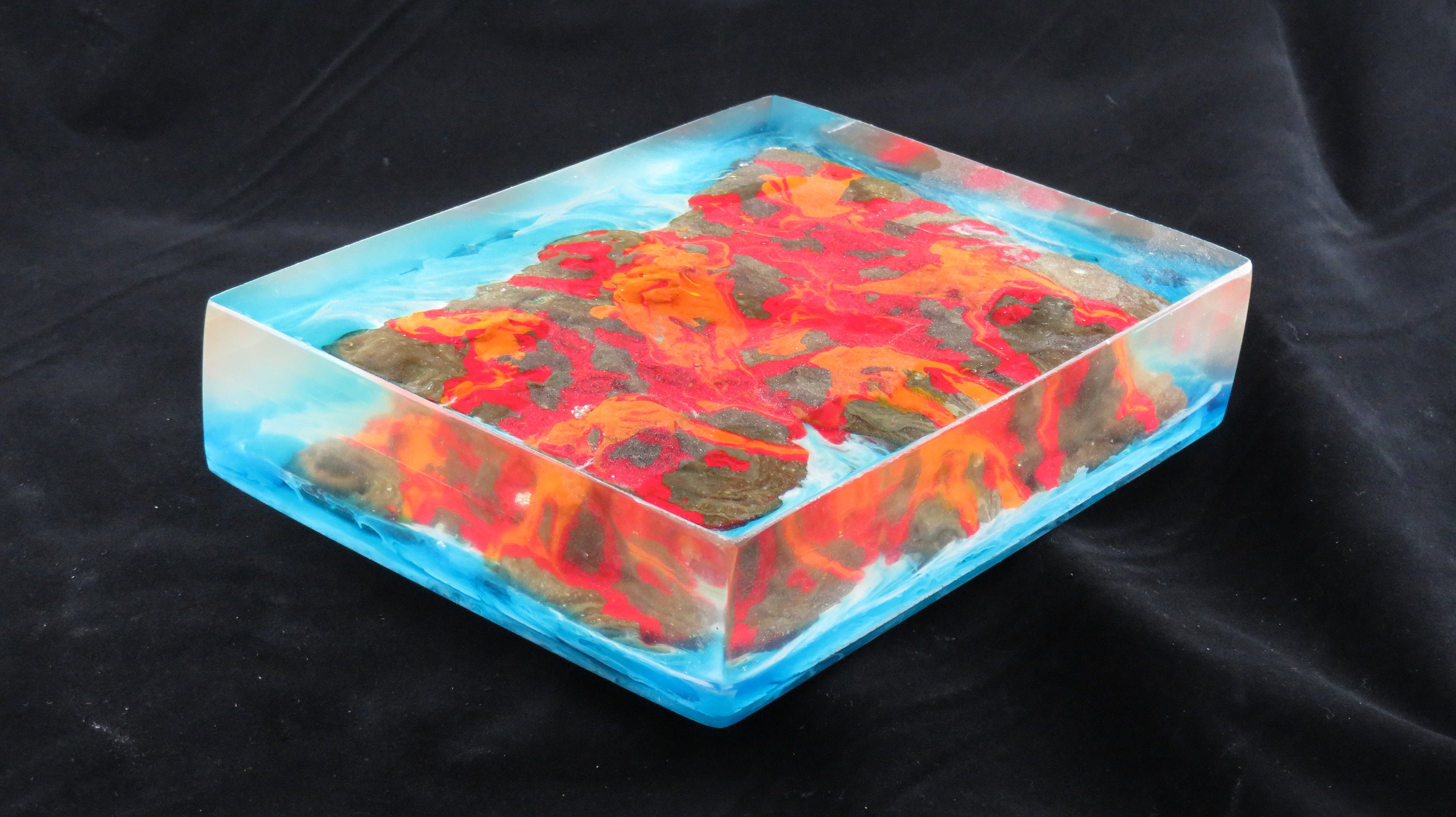 Orange And Red Lava Resin Sculpture Volcano Modern Art | Etsy