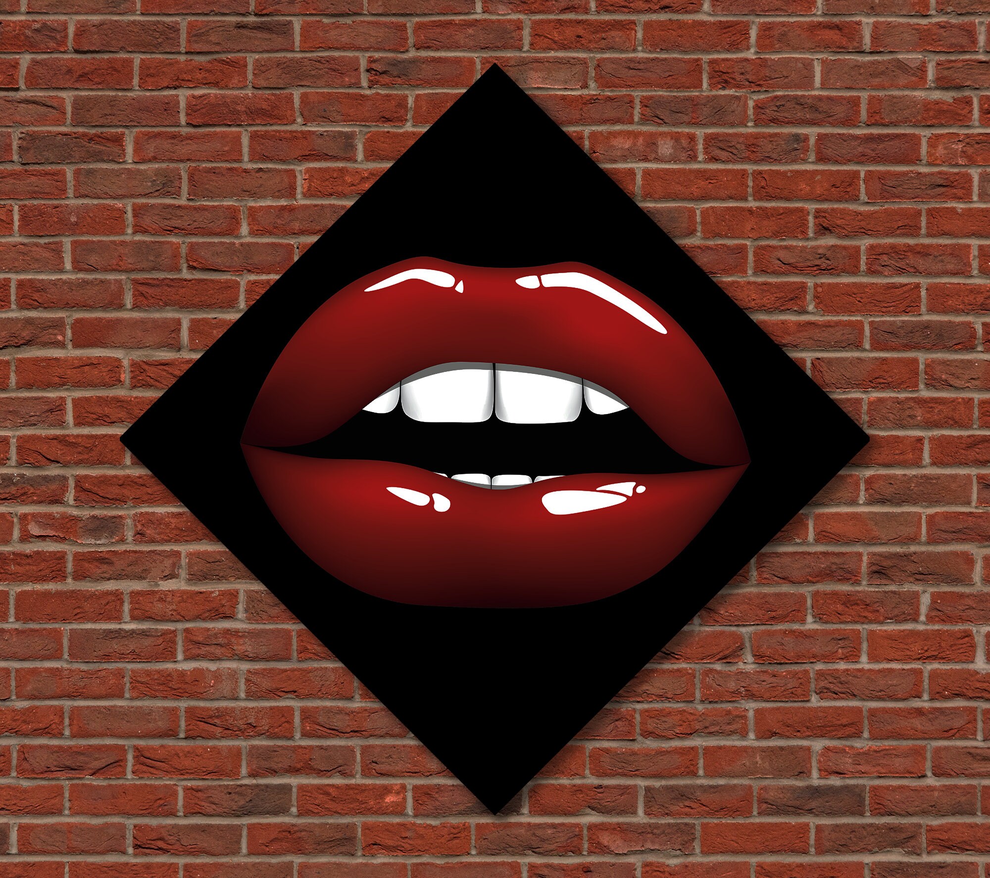 Dazzling Red Lips" Modern Aluminum Wall Hanging, Large Cherry Lips Art ...