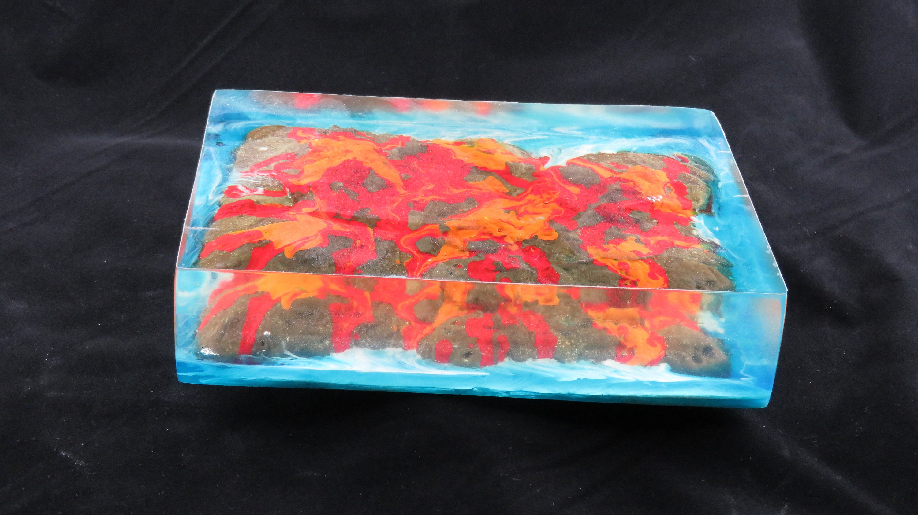 Orange And Red Lava Resin Sculpture Volcano Modern Art | Etsy