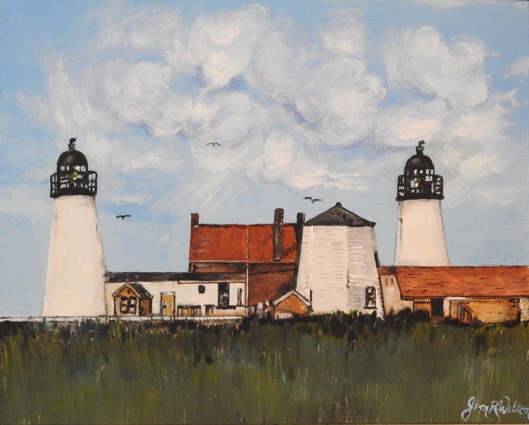 Chatham Lighthouse 1800s 16x20 on Canvas Panel Acrylic Painting - Etsy