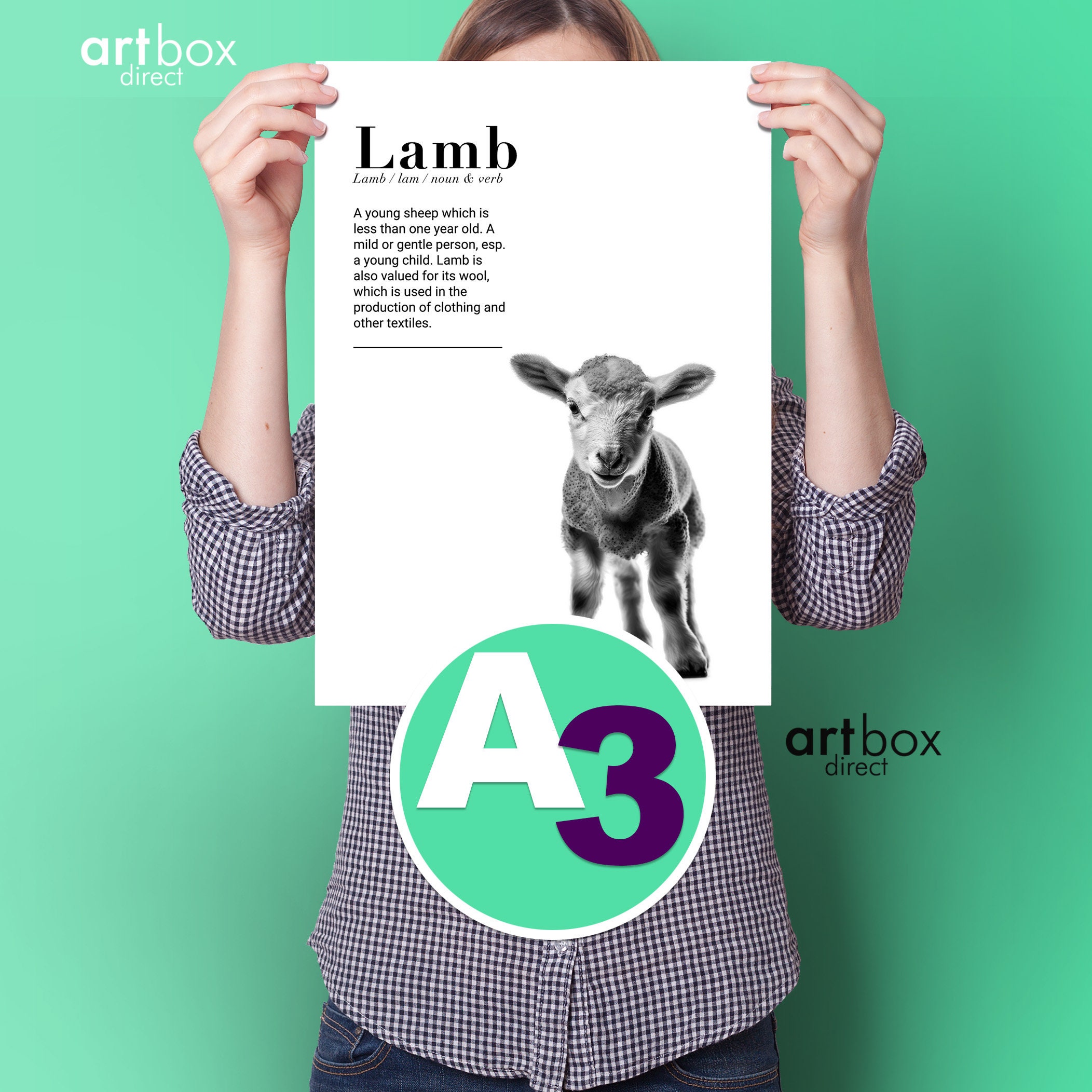 Cute Lamb Print Nursery Decor, Printable Lamb Wall Art, Downloadable ...