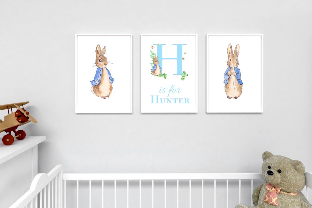 Rabbit Nursery Wall Art | Nursery Prints | Boys Nursery | Personalised ...