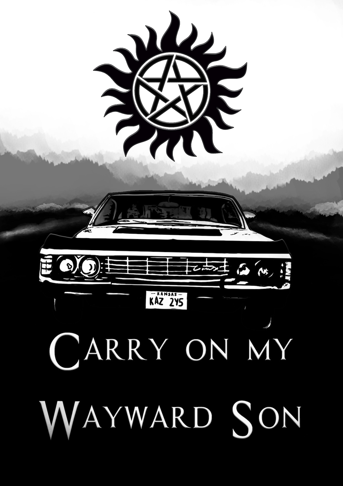Supernatural Print Carry on My Wayward Son Series | Etsy