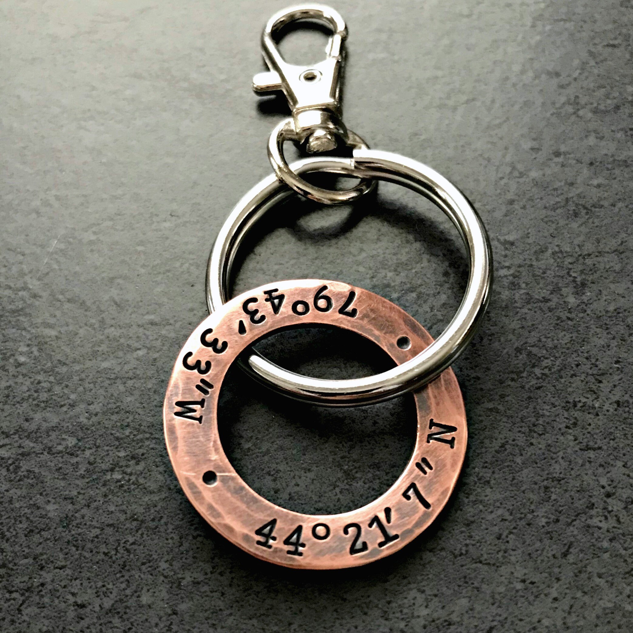 Personalized Coordinates Keychain Double Sided Keychain | Etsy