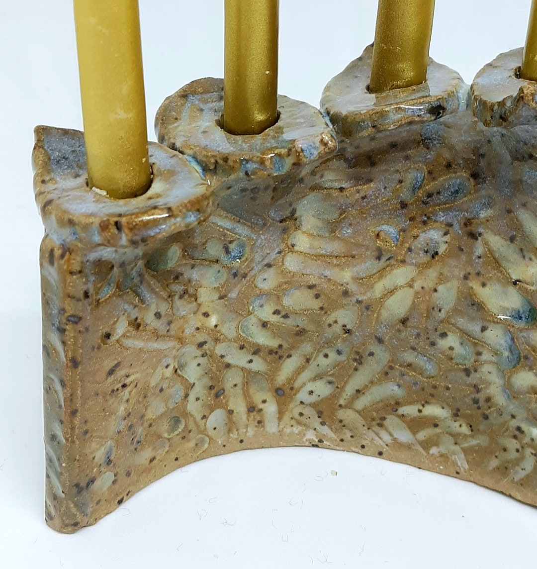 MENORAH: Hanukkah Chanukah Menorah Jewish Candle Holder Leaves & Vines ...