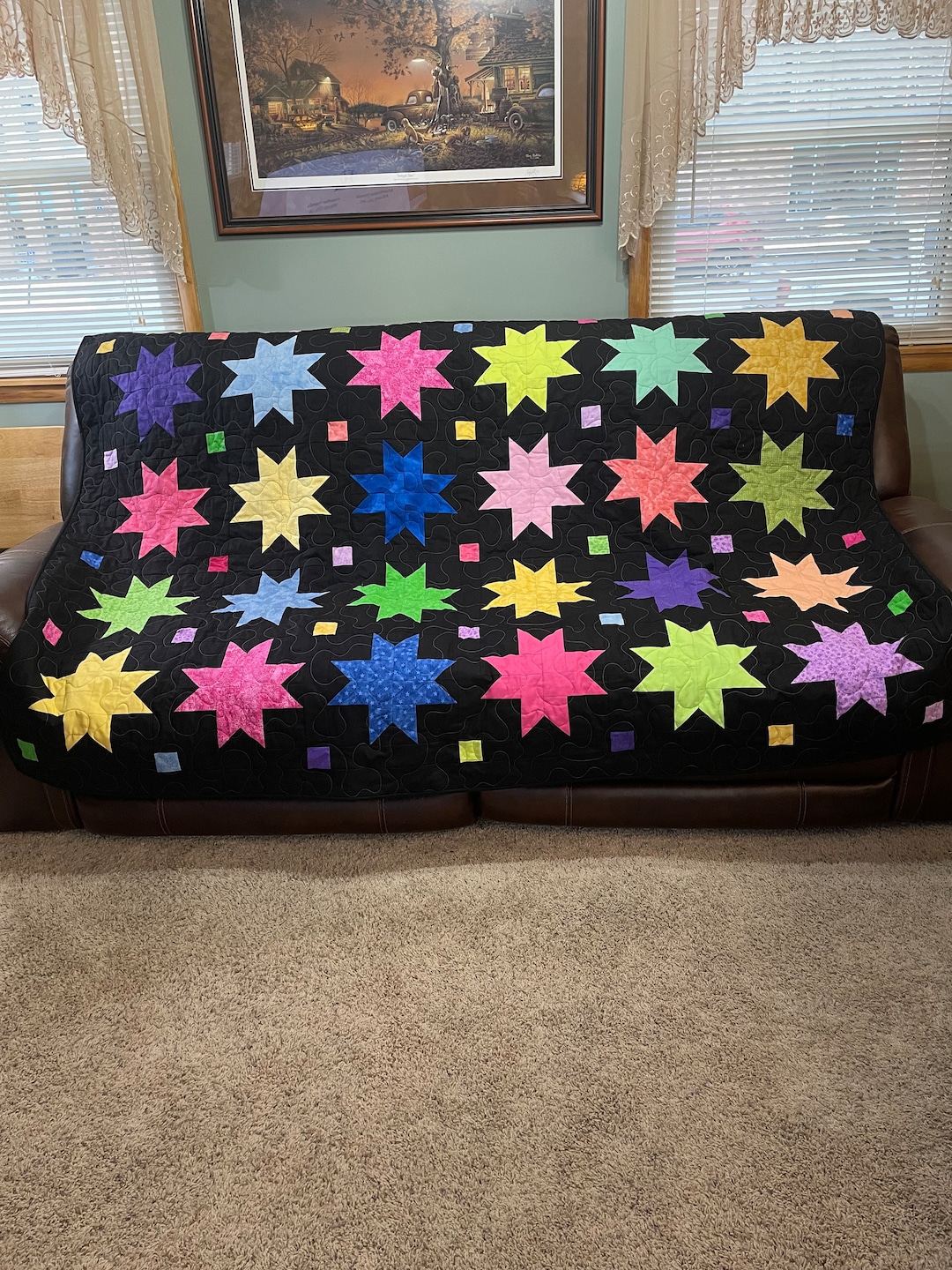 Beautiful Bright Colored Star Quilt! - Etsy