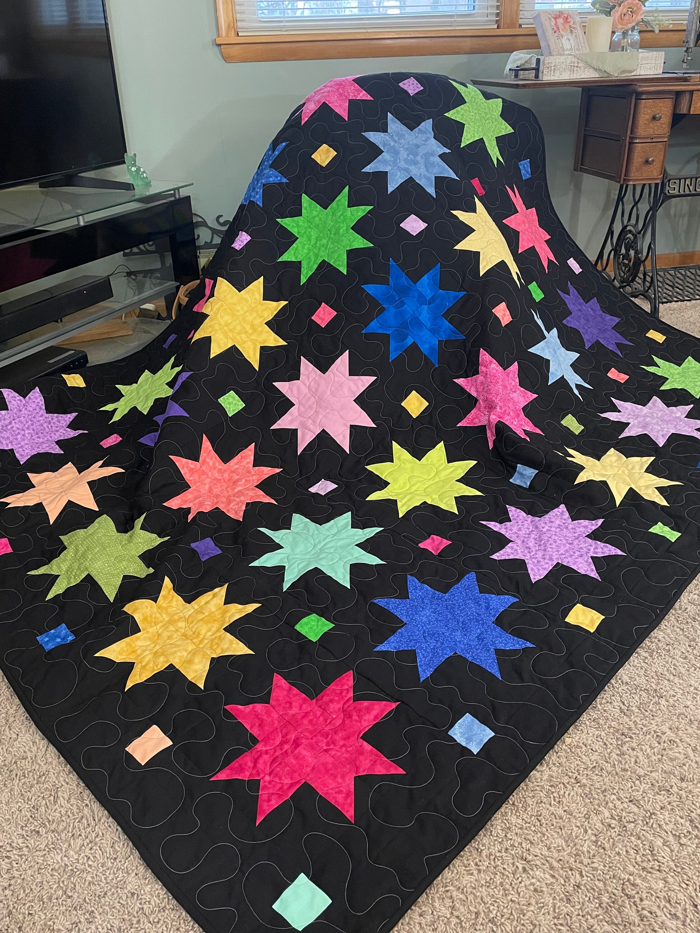Beautiful Bright Colored Star Quilt! - Etsy