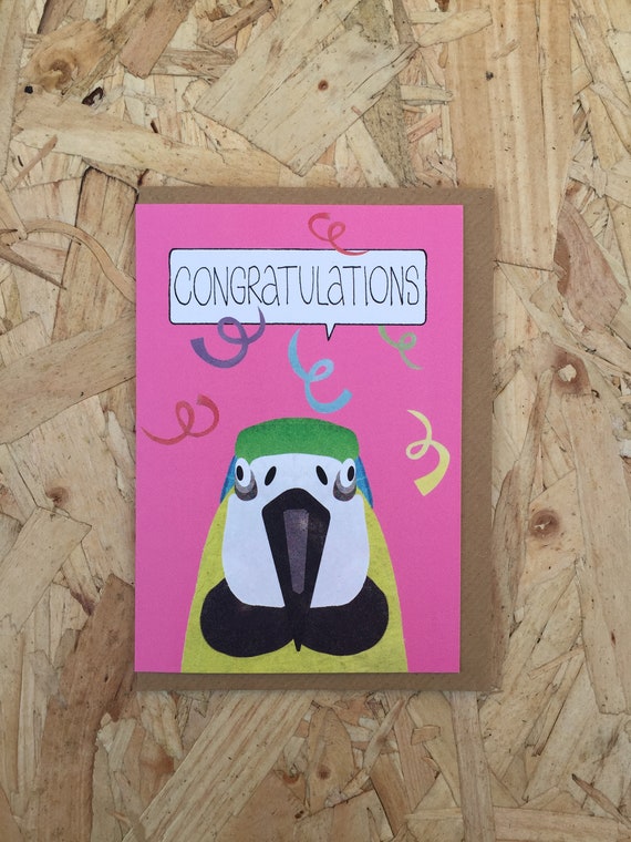 The Congratulations Parrot Card Congratulations Card - Etsy