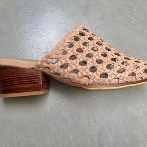Neva Wooden Block Mules, Handmade Leather Mules, Hand Woven Mules With ...