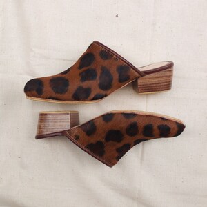 Meera Mules, Leopard Cowhide Mules, Animal Printing Cowhide Mules ...