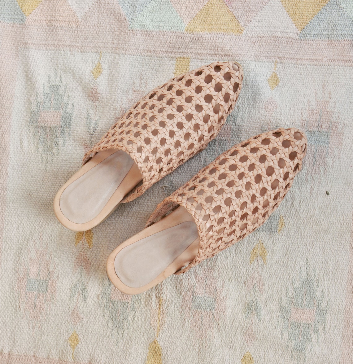 Neva Wooden Block Mules Handmade Leather Mules Hand Woven | Etsy