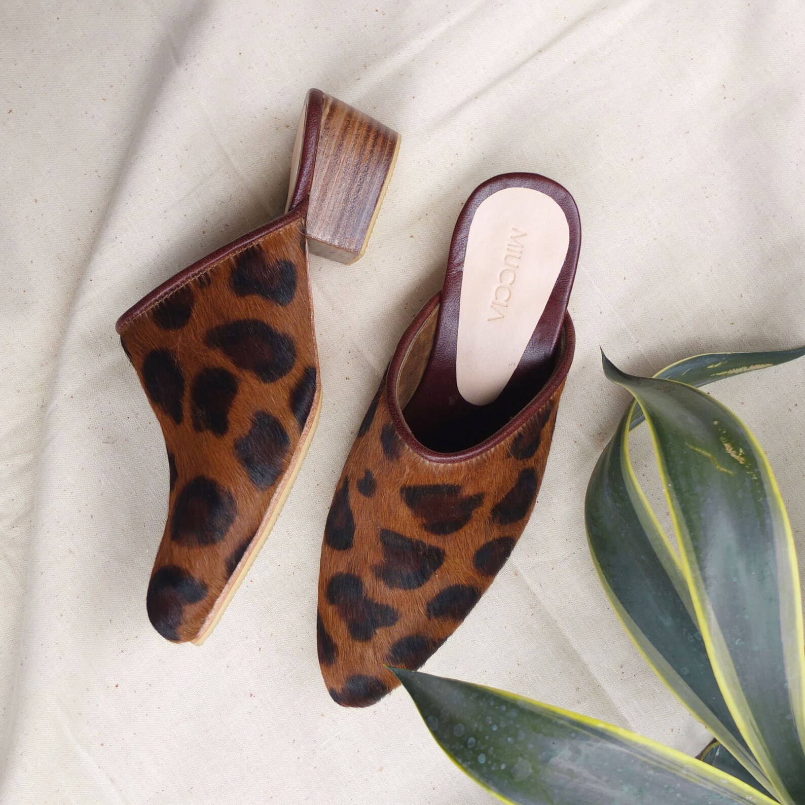 Meera Mules, Leopard Cowhide Mules, Animal Printing Cowhide Mules ...