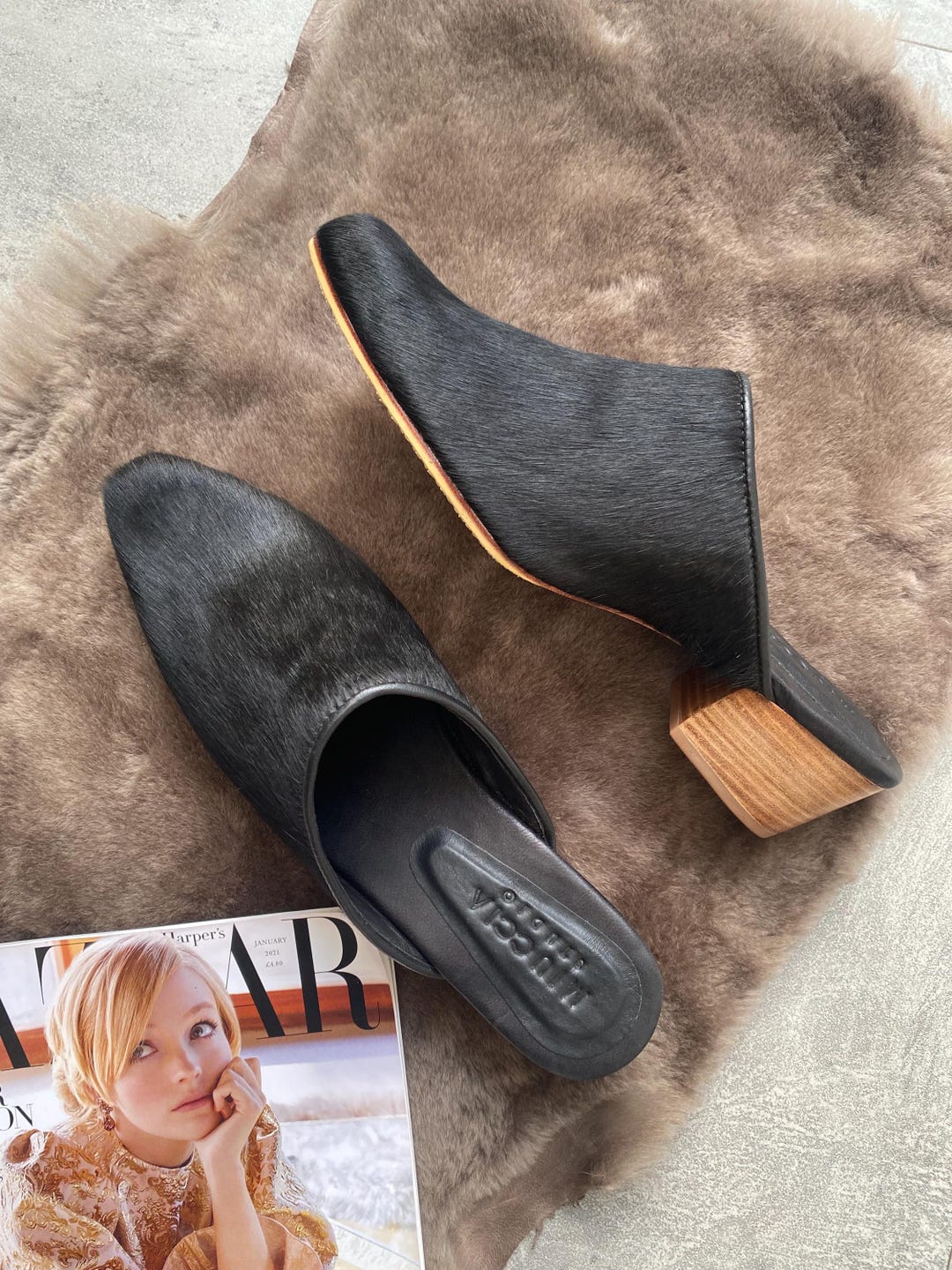 Cowhide Mules, Kartikasari Leather Mules With 5 Cm Heel - Etsy