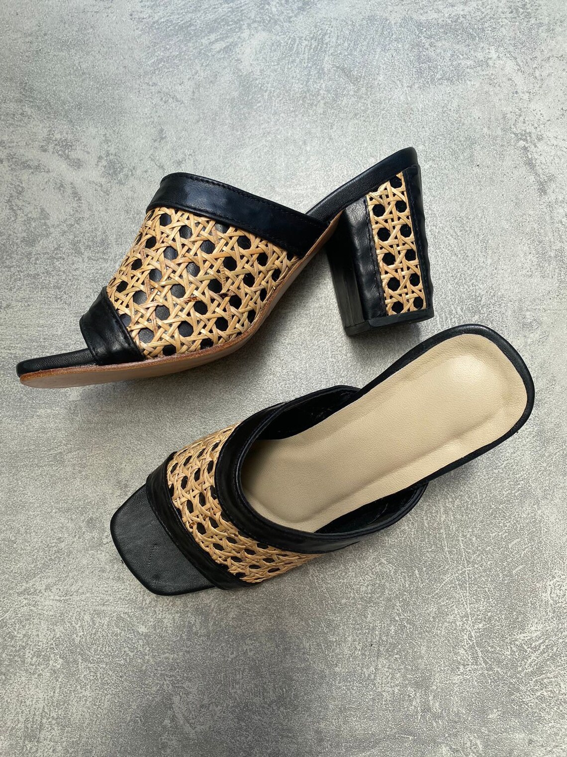 Ayu Rattan Heel Rattan Heel Handmade Rattan Heel 7 Cm - Etsy