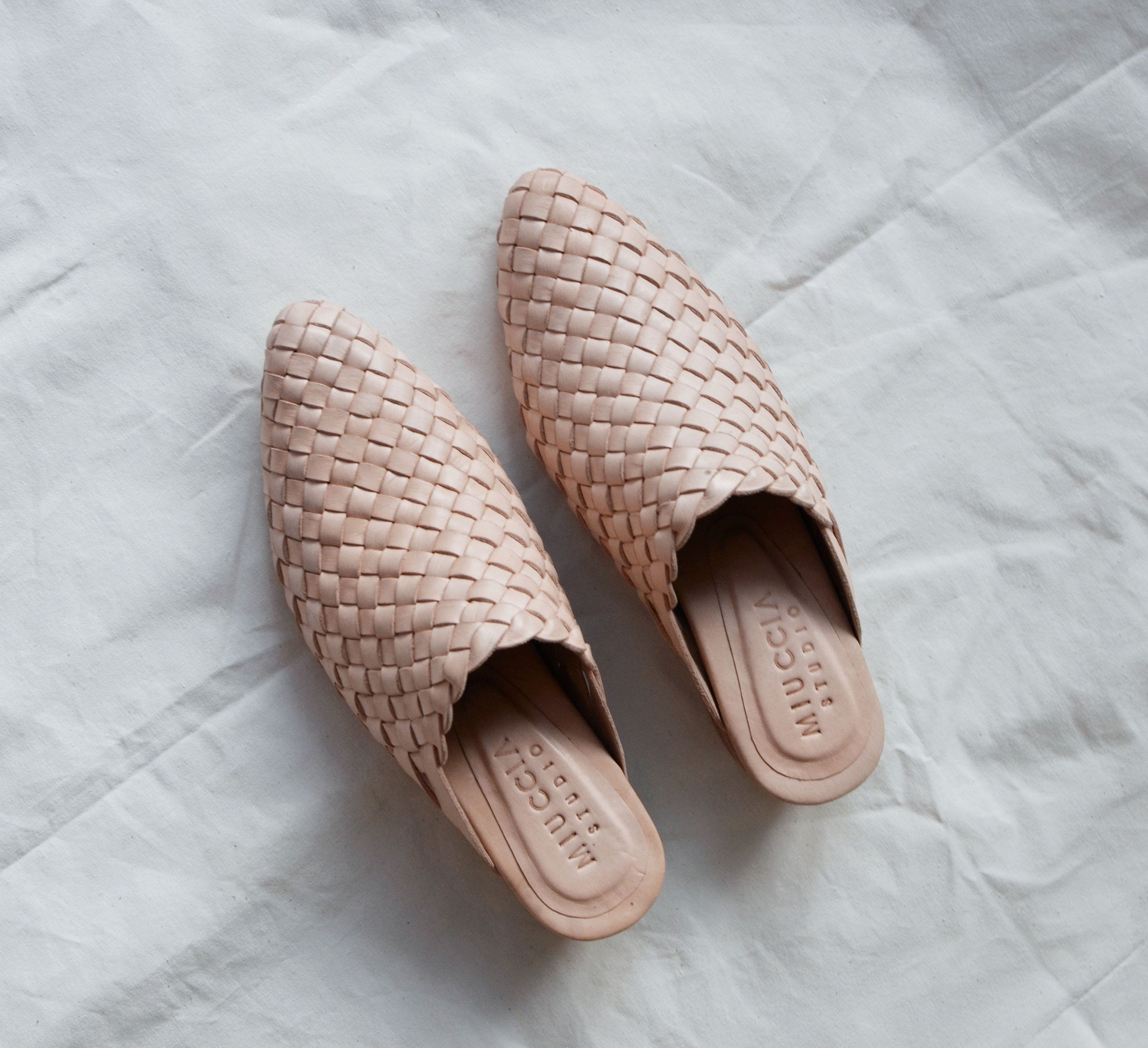 Gigi Handwoven Leather Mules Handmade Leather Mules With 5 Cm - Etsy