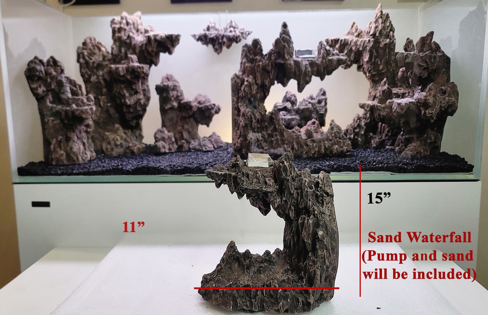 Aquarium ULTIMATE DOUBLE WATERFALL With Floating Castle and Mountain ...