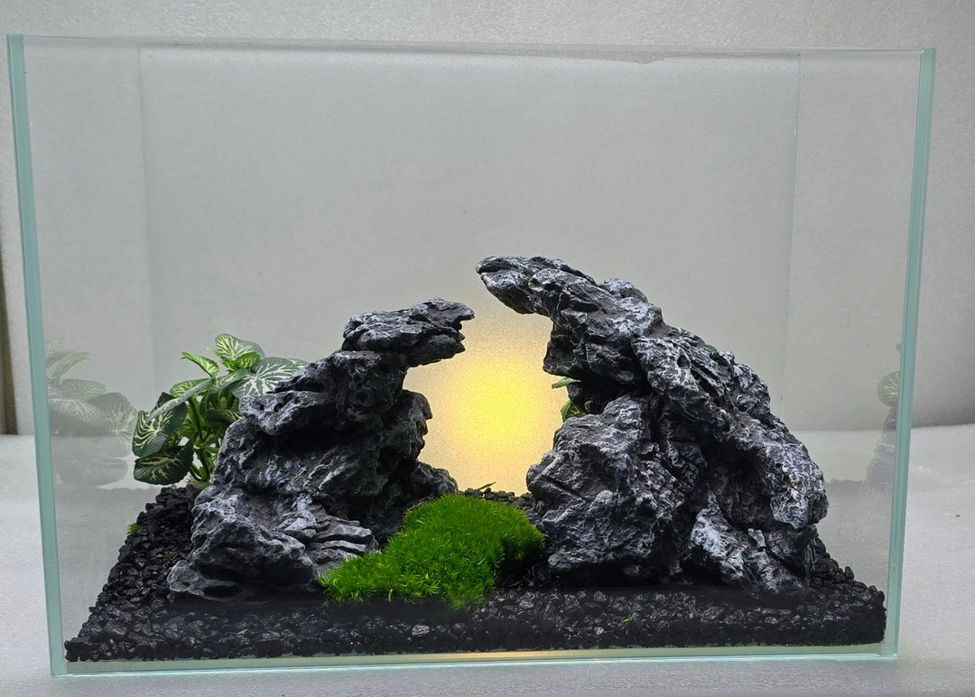 Nano Tank Aquascape Rocky Mountain Aquarium Decor Handmade for Aquatic ...