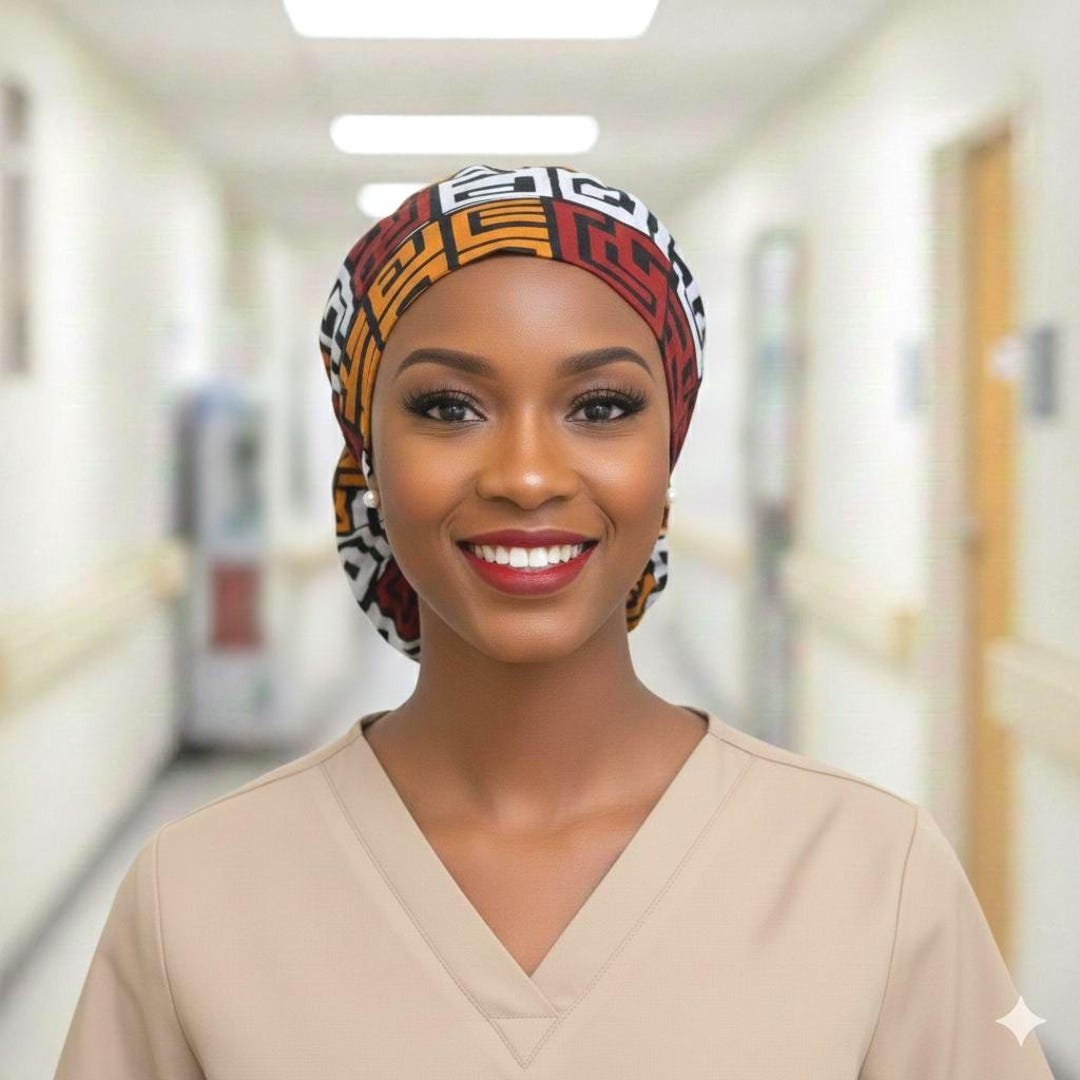 Small, Ankara Fabric Satin-lined Ponytail Scrub Cap: Protect Hair With ...