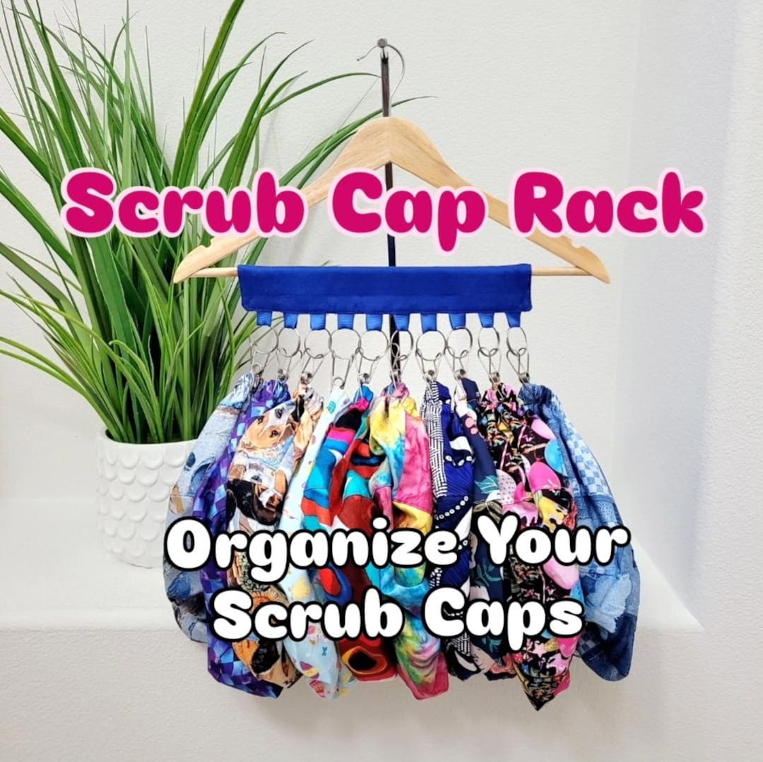 Grab and Go, Scrub Cap Rack Holds up to 10 Scrub Caps, Clothes Hanger ...