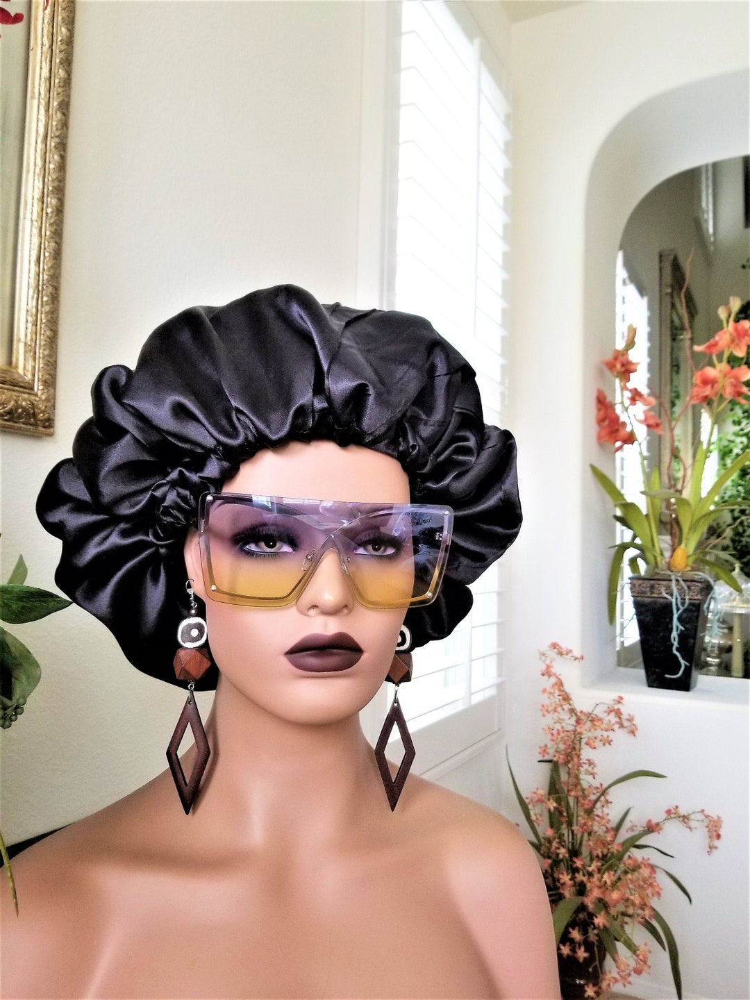 Satin Bonnet Xlarge, Elastic Band, Jumbo Bonnet, Adjustable Drawstring ...