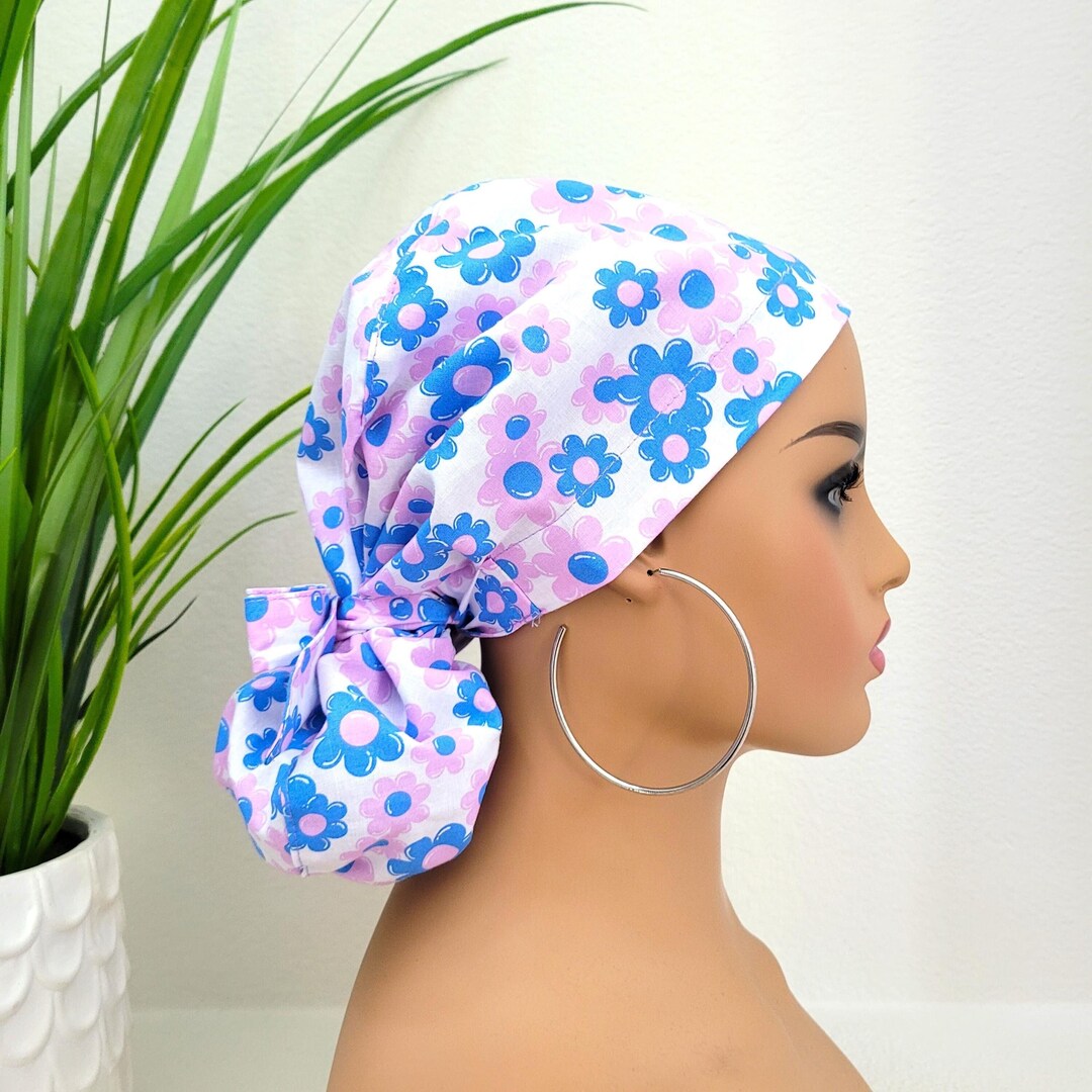 Protect Hair With Satin Lined Scrub Cap, Daisy Flower Satin Lined ...