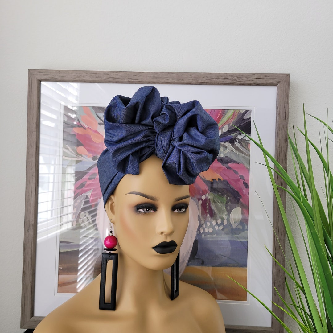 Bold Blue Denim Headwrap, Denim Scarf, African Scarf, African Headwrap ...