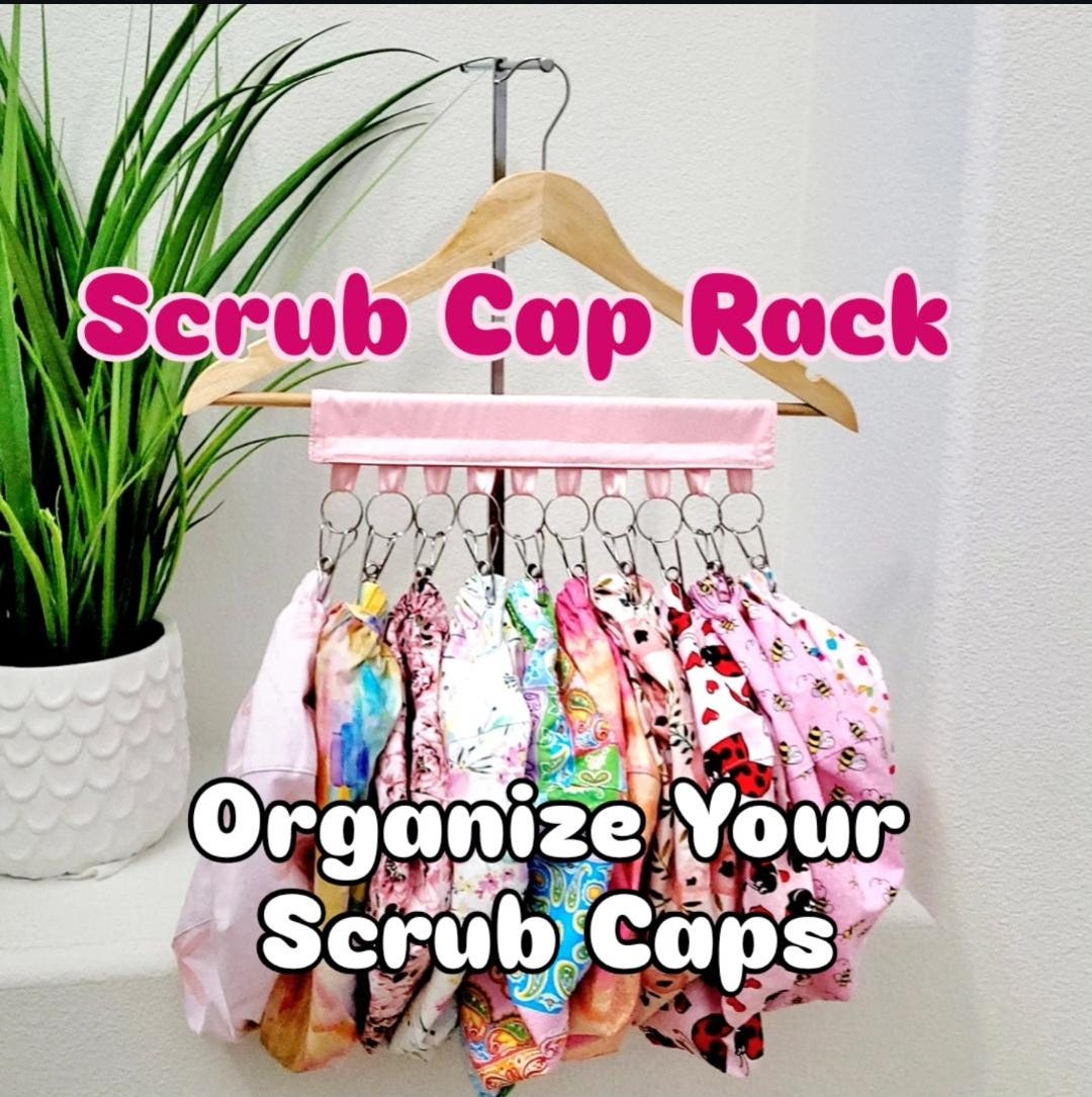 Grab and Go, Scrub Cap Rack Holds up to 10 Scrub Caps, Clothes Hanger ...