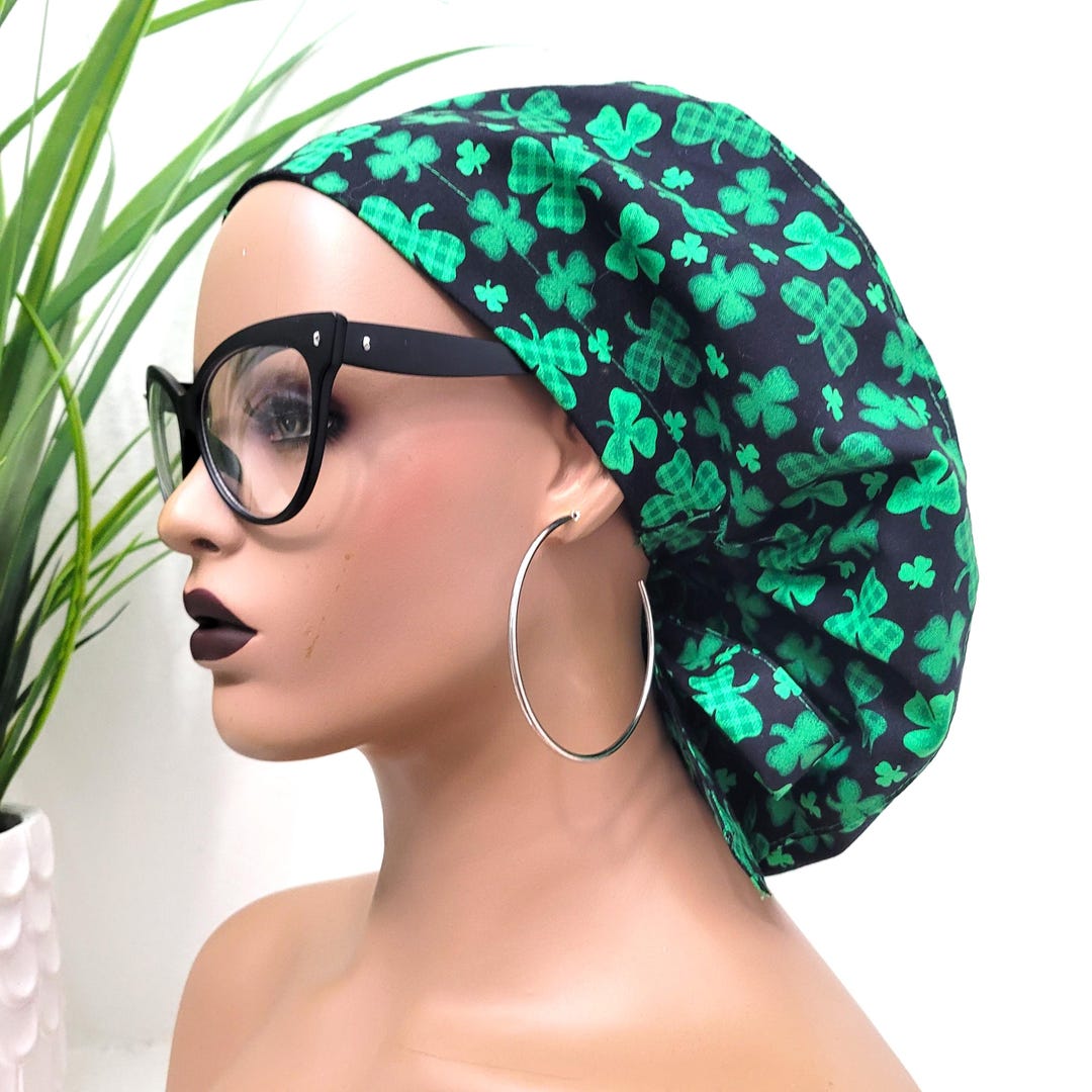 St Patrick's Day Satin Lined Ponytail Scrub Cap: Nurse/surgical Hat ...