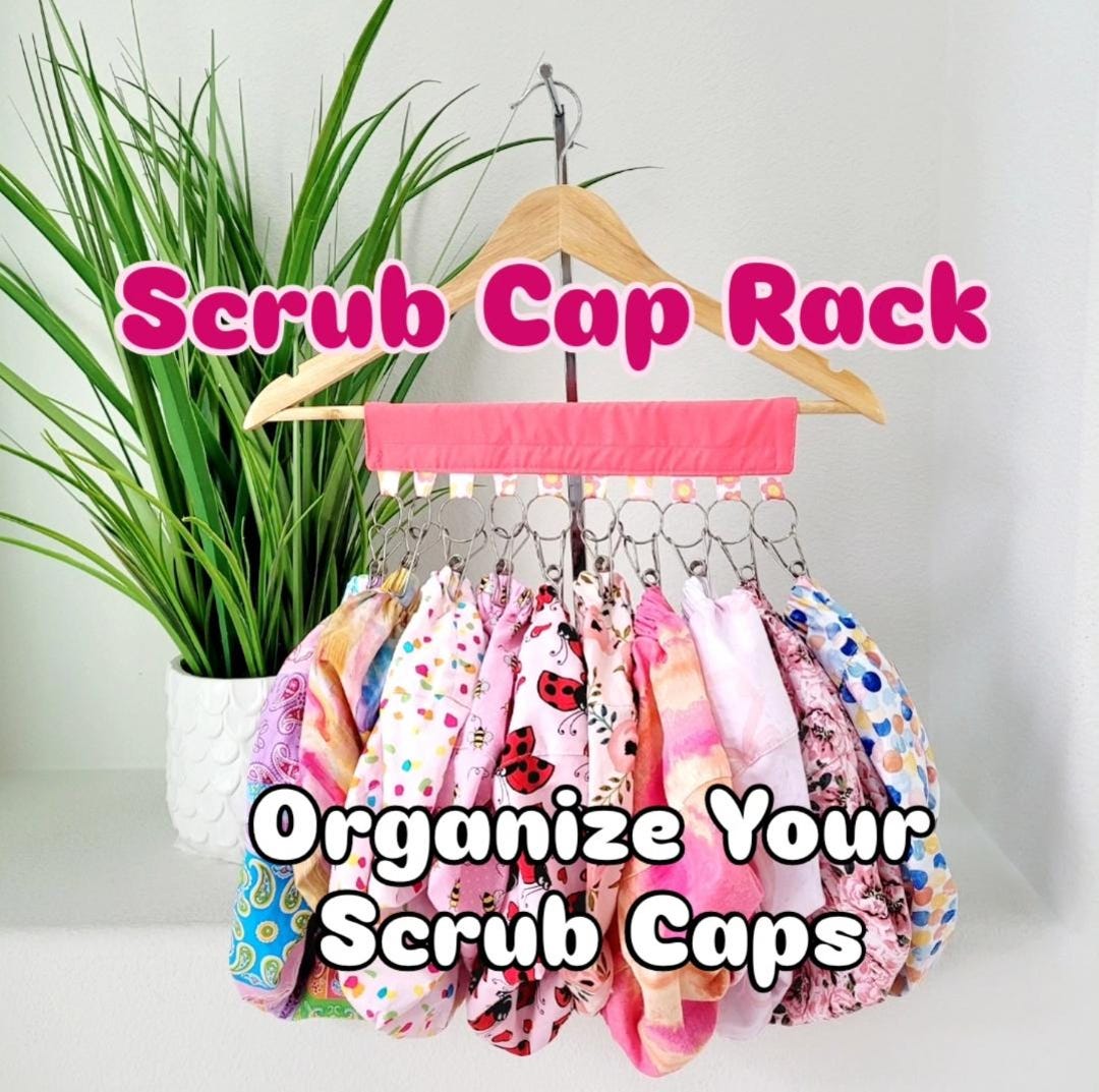 Grab and Go, Scrub Cap Rack Holds up to 10 Scrub Caps, Clothes Hanger ...