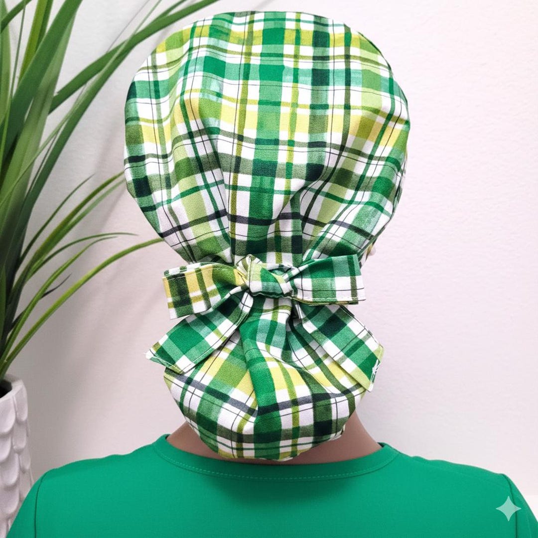 Small, St Patrick's Day Ponytail Satin Lined Scrub Cap: Surgical/doctor ...