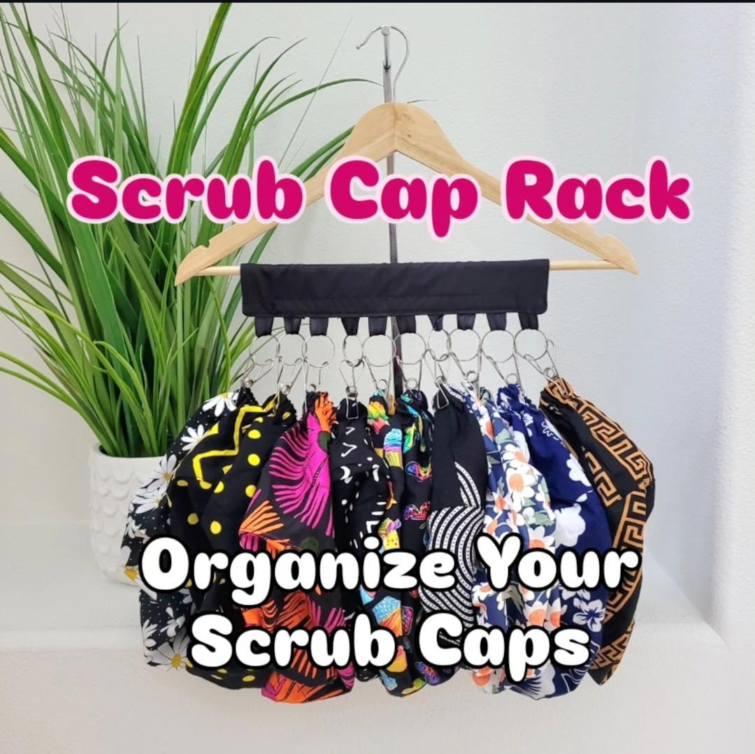 Grab and Go, Scrub Cap Rack Holds up to 10 Scrub Caps, Clothes Hanger ...