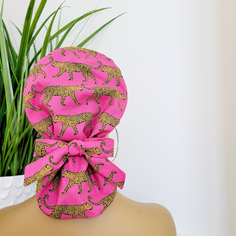 Small, Leopard Print, Protect Hair With Satin Lined Scrub Cap, Satin ...