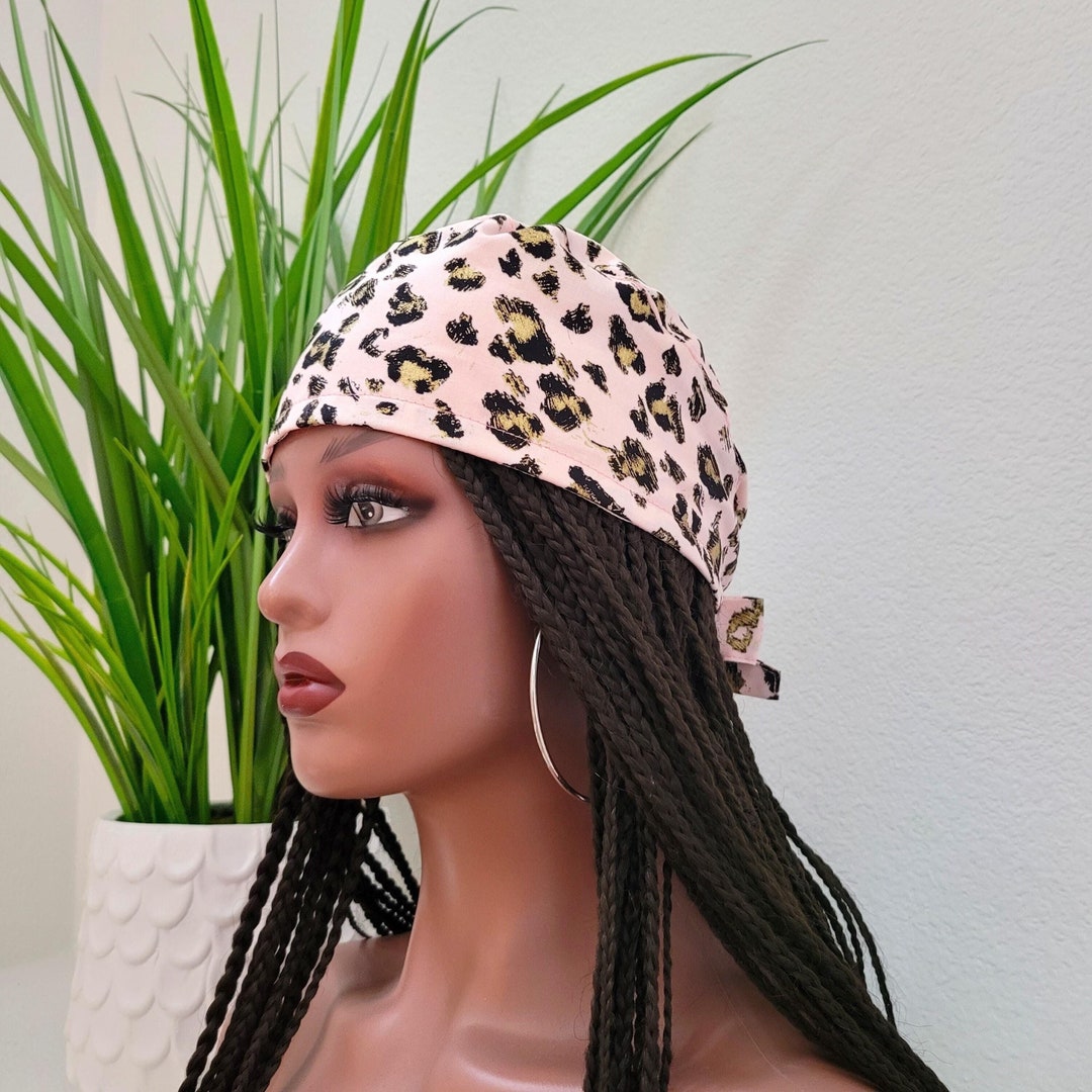 Surgical Scrub Hat: Satin Lined Cotton Cap With Tie Straps Protect Hair ...