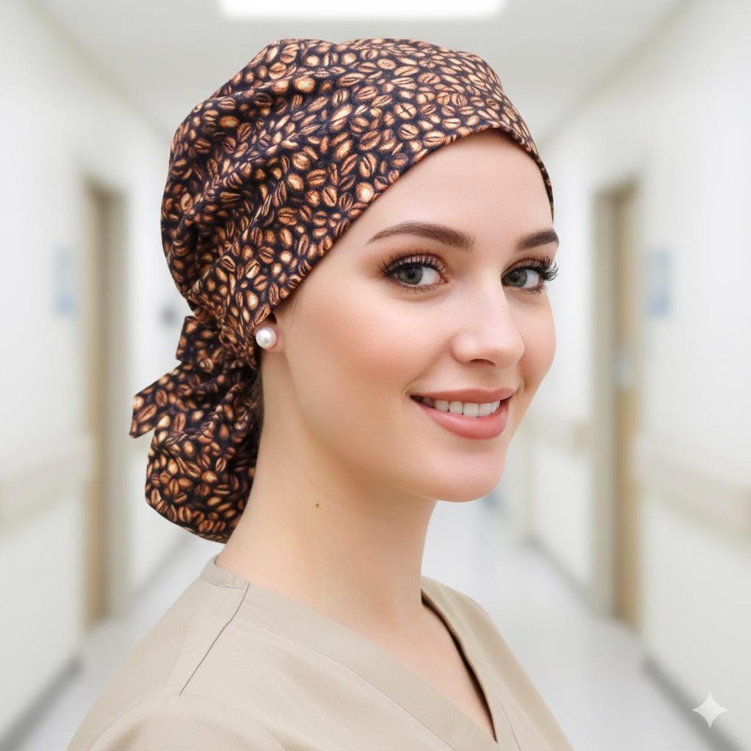 Small, Coffee Beans, Protect Hair With Satin Lined Scrub Cap, Satin ...