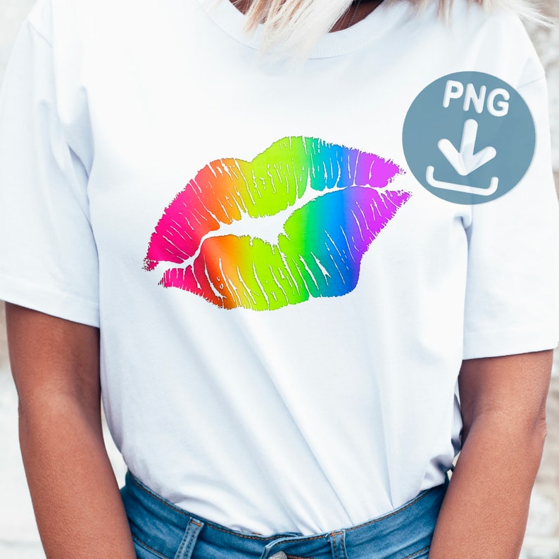 Rainbow Lips Lgbt Pride Sublimation Download Lips Clipart Etsy