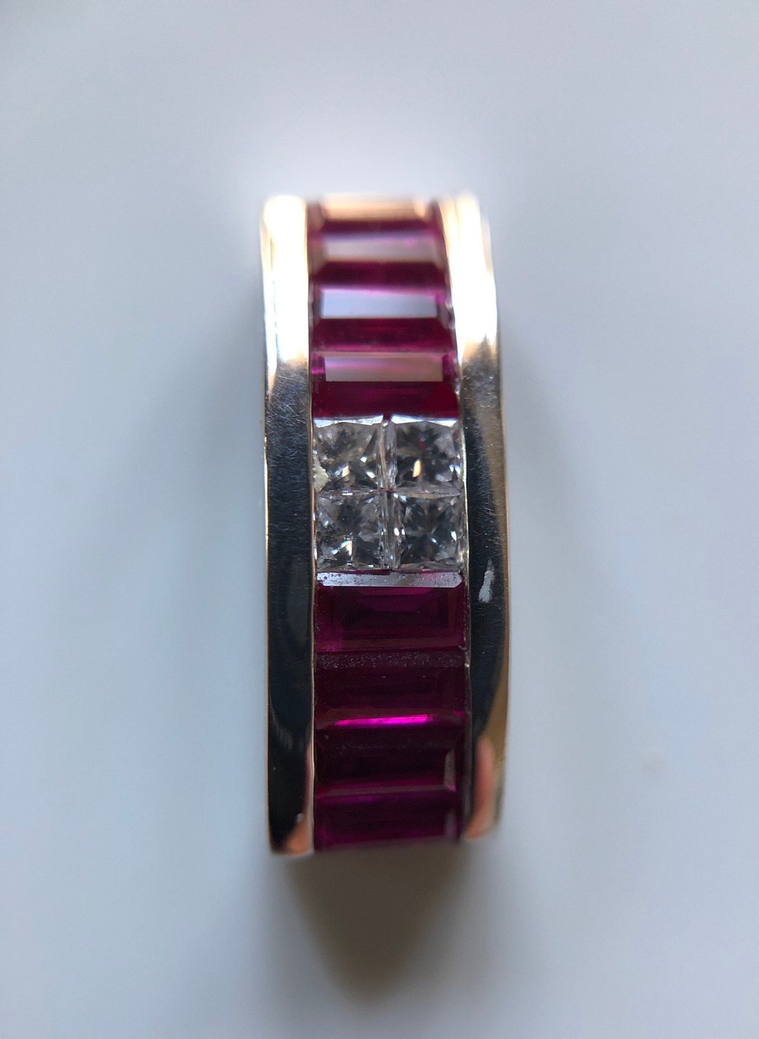 14 Karat White Gold, Ruby and Diamond Slider Pendant - Etsy