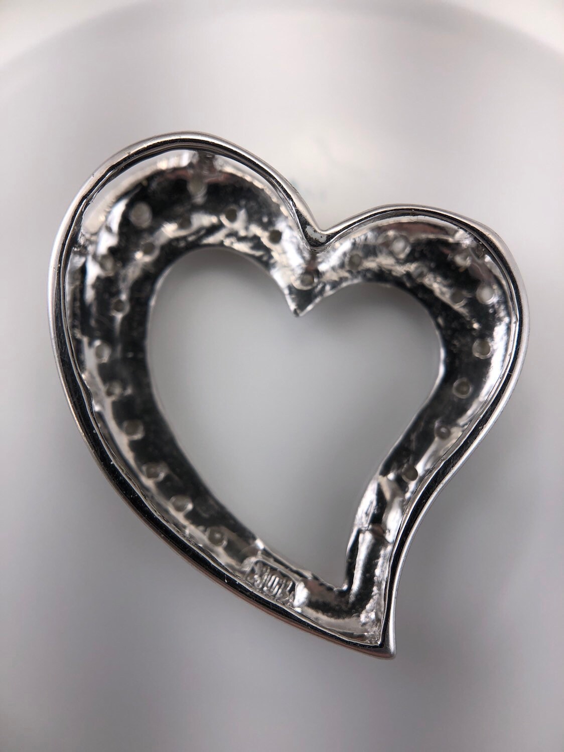 Bulging Heart 10 Karat White Gold and Pave Diamond Slider - Etsy