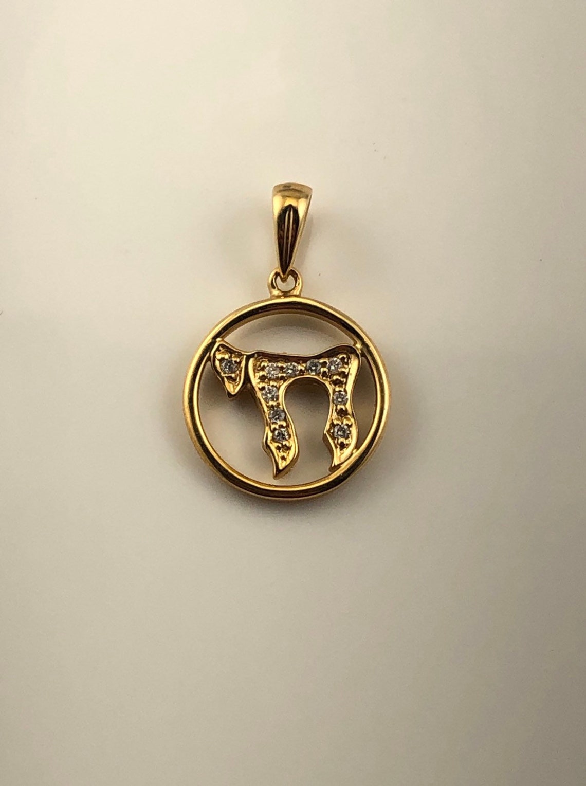 Yellow Gold Chai Pendant With Diamonds - Etsy