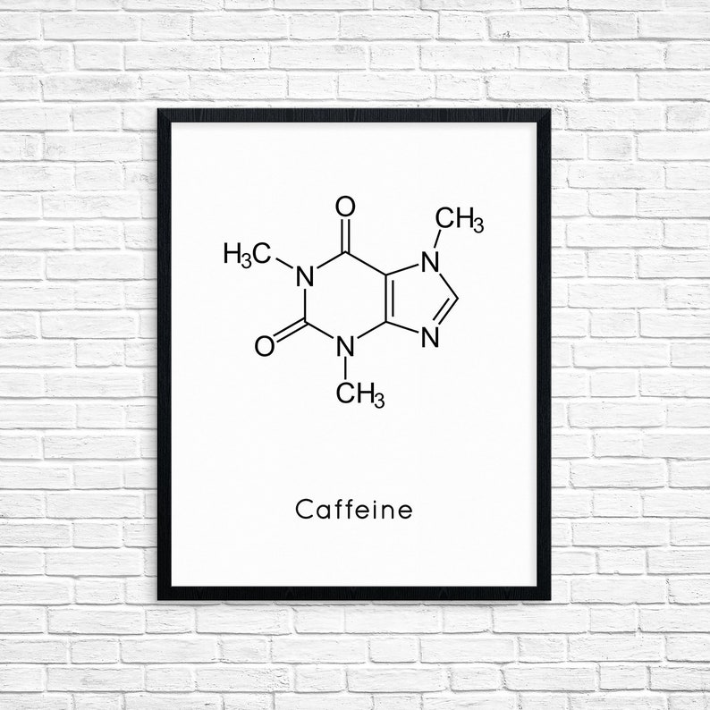 Instant Download Caffeine Molecule Coffeine Printable Chemistry Wall ...
