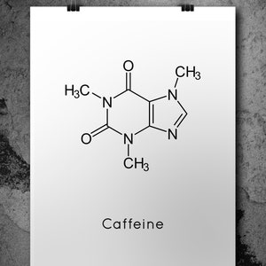 Instant Download Caffeine Molecule Coffeine Printable Chemistry Wall ...