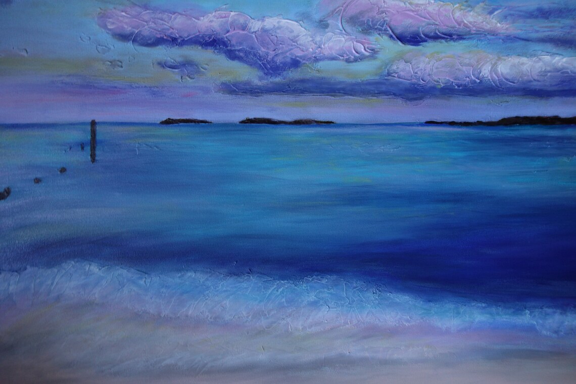 Large Abstract Beach Painting 30"x24", Original Art, Living Room Art ...